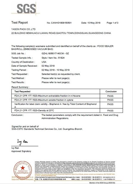 China Dongguan Yason Pack Co., Ltd. quality control
